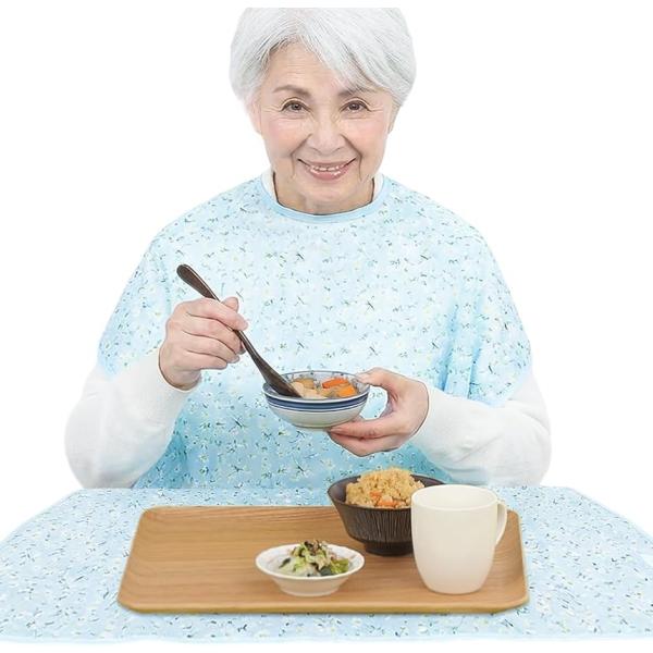 バリエーションコード : 2BR9NNN0X6「服も床も汚さない安心のワイド設計」 横幅・丈ともにゆったり設計のお食事用エプロンです。男性の方でもしっかりカバーでき、衣類を食べこぼしから守ります。介護者もご本人も安心してお食事できます。「テ...