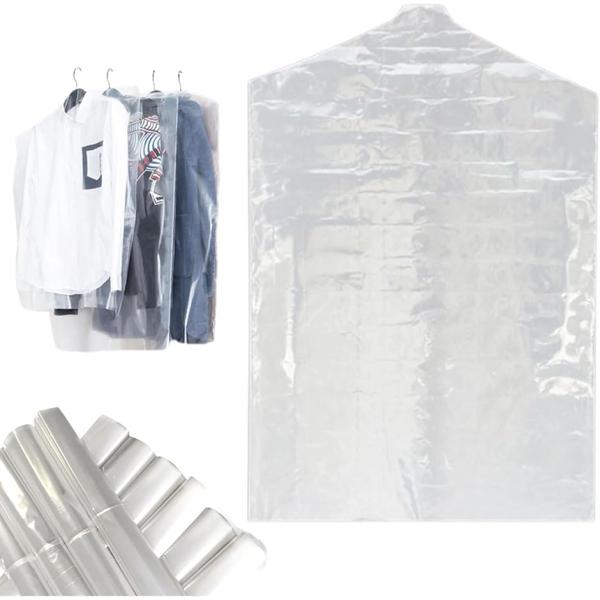 バリエーションコード : 2BU1T0GUSN衣類カバー 透明で中身が一目瞭然：洋服を一着ずつ包む透明ビニールカバー。シャツ・スーツ・制服・ドレスなどに対応し、不織布に比べてがさばらないのでスッキリ整理整頓が可能。ハンガー用の穴付きのカバー...