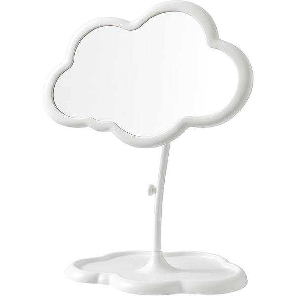 バリエーションコード : 2BUYROWQGL「商品説明」雲の形が可愛らしい卓上ミラー。ユニークなデザインでお部屋のアクセントにもぴったりです。ミラー部分は360度回転可能で、角度調整も自由自在。土台部分にはアクセサリートレイが付いており、...