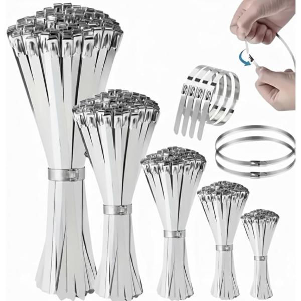 5サイズアソートセット: 100mmx20本、150mmx20本、200mmx20本、250mmx20本、300mmx20本の合計100本入りで、様々な用途に対応できる便利なセット構成高品質ステンレス製: 耐熱性、耐候性、耐食性に優れたステ...