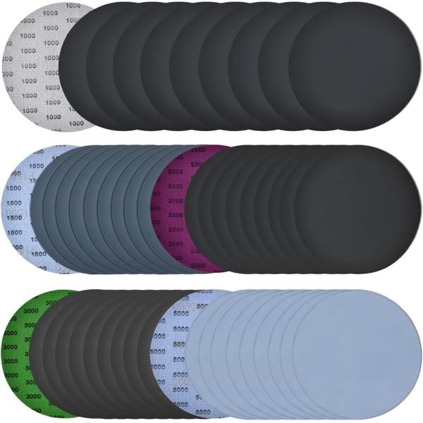 商品内容： 本品は、仕上げ作業のあらゆるニーズに対応する6インチ炭化ケイ素ディスク紙ヤスリ50枚セットです。1000、1500、2000、3000、5000の各粒度が10枚ずつ含まれています。素材： 高品質な炭化ケイ素研磨材を使用しており、...