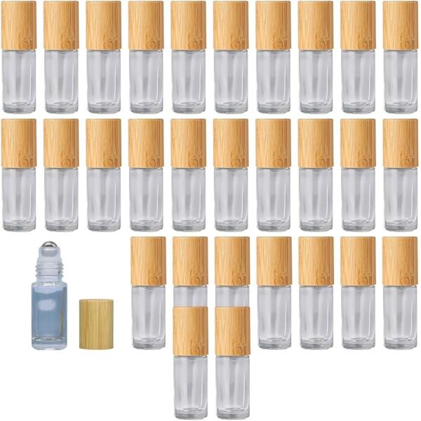 バリエーションコード : 2BU03ISRSL「サイズ」5ml、高さ　直径2cm「セット内容」30本「高品質素材」透明なガラス製ボトルと天然竹キャップの組み合わせで、内容物を清潔に保管。アロマクラフト講座に最適「使いやすさ」ロールオン式で簡...