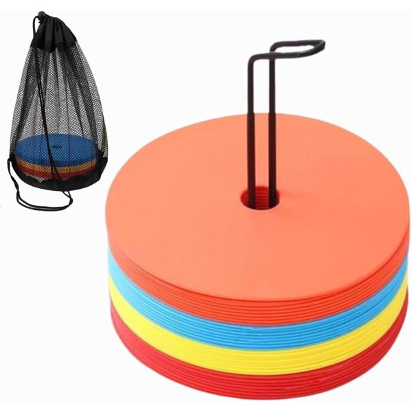 「設置が簡単なフラットタイプ」薄型でフラットな形状なので、地面に置くだけで設置可能。赤・黄・青などの鮮やかなカラーバリエーションで、遠くからでも視認しやすくなっています。チームのトレーニングにも最適。「床・芝・人工芝にも対応する耐久性」　し...