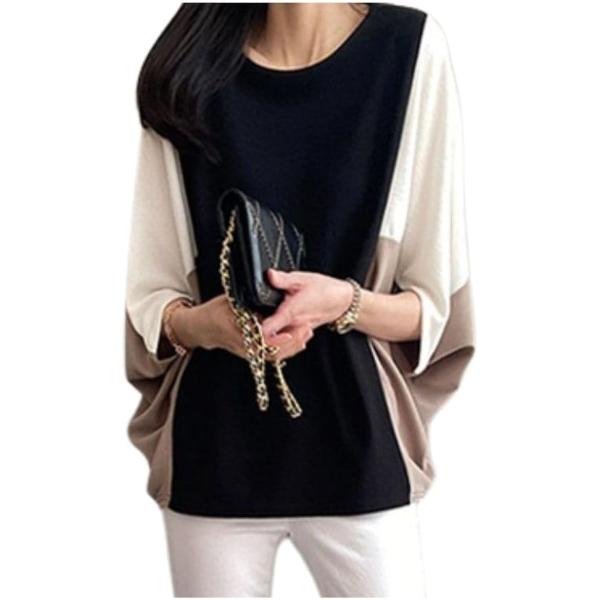 バリエーションコード : 2BU0KP0JYH「大人カジュアルの決定版」やさしく体に沿うシルエットと、配色デザインが魅力の旬トップス。大人女子の“ちょうどいい可愛さ”を叶えます。「五分袖x前後差丈で体型カバー」ゆったりドルマンスリーブと、絶...