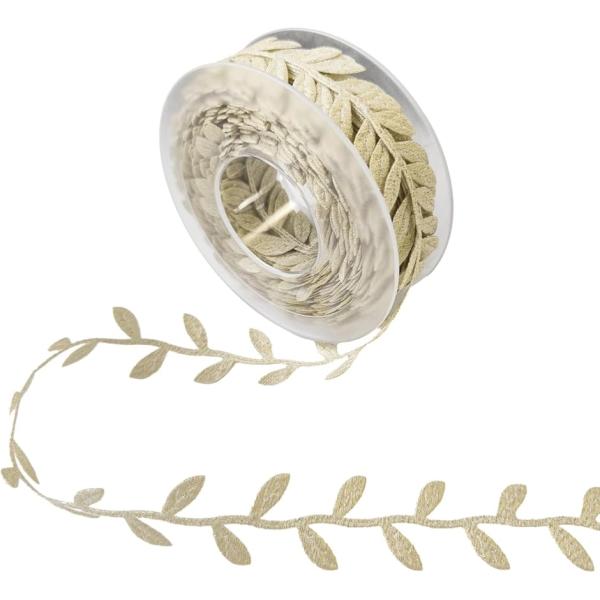 バリエーションコード : 2BU12SRUCD自然を感じる葉っぱの形を模した自然あふれるデザイン、作品に自然なアクセントを添えるリーフリボントリムです。「カラー」ゴールド（ラメ入り）「サイズ」幅2.5cmx長さ15m(リーフ部分約1.5cm...