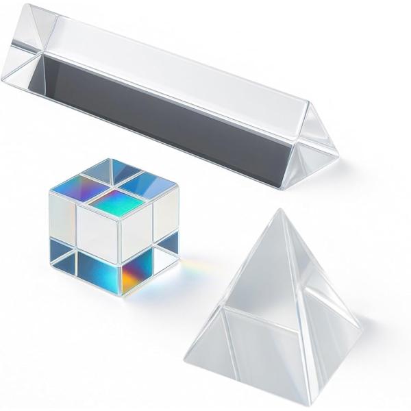 バリエーションコード : 2BU1FF5VC6「光で遊んで学べる」小学校・中学校の理科実験や自由研究にぴったり。プリズムを光にかざすと、肉眼で美しい虹のスペクトルが広がり、屈折や反射・分散といった基礎科学を楽しく体験できます。「3種類の光学...