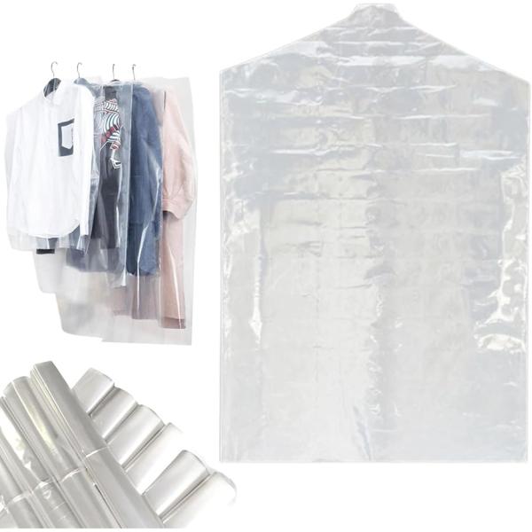 バリエーションコード : 2BU1T0GUSN衣類カバー 透明で中身が一目瞭然：洋服を一着ずつ包む透明ビニールカバー。シャツ・スーツ・制服・ドレスなどに対応し、不織布に比べてがさばらないのでスッキリ整理整頓が可能。ハンガー用の穴付きのカバー...