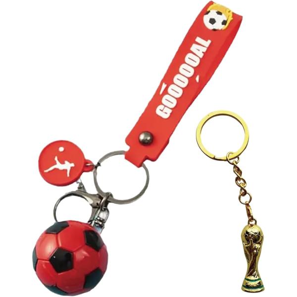 バリエーションコード : 2BJWYKXFS0サッカーグッズなどに付けてもお洒落なサッカーデザインのキーホルダーとトロフィーキーホルダーのセット。キーホルダー キーリング ミニ アクセサリー記念品 景品 などに最適です。プレゼントやサークル...