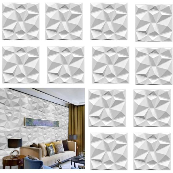 「お洒落な3D立体パネル」立体的なデザインが目を引くウォールパネルです。設置は貼るだけ簡単DIY オシャレな空間を演出します。お部屋のアクセントに。12枚セット。ホワイトとブラックの選べる2カラー。「貼り付け・お手入れ簡単」耐久性のある軽量...