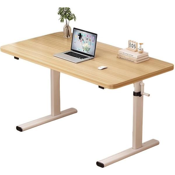 バリエーションコード : 2BU3OHH0V1「商品仕様」この手動昇降式デスクは、快適なオフィス／学習スペースを提供します。4色（ホワイト、ベージュ、ブラウン、ブラック）、4種類の横長（80cm，100cm，120cm，140cm）、3種類...