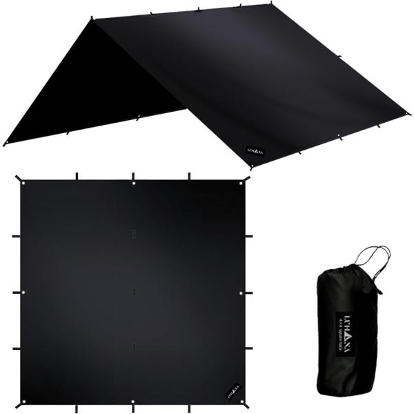 バリエーションコード : 2B904GHXR5「変幻自在なスクエアタープ」 ループ19箇所＆ハトメ8箇所付き、ポールやロープを組み合わせ、天候やシーンに合わせて簡単に自分好みにアレンジできます。また、3つセンターループによって張り方のバリエ...