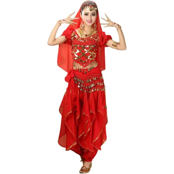 バリエーションコード : 2BU400XFCRアクセサリー付きベール・トップス・アクセサリー付き腰巻スカーフ・パンツスカートの４点セットです。ハロウィンやパーティー、宴会や二次会など様々なイベントにぴったりの煌びやかなコスプレ衣装です。アク...