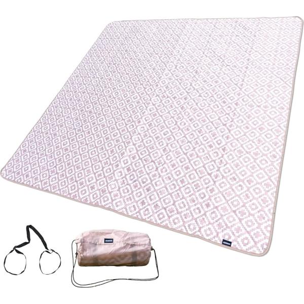 「サイズ」展開時：200x200cm（3〜5人用）｜収納時：直径18x36cm（1.0kg）「軽量コンパクト」かたいスポンジではなく中綿クッションなので簡単に折り畳めます。付属のコンプレッションベルトで締めて収納袋に入れれば持ち運びも簡単で...