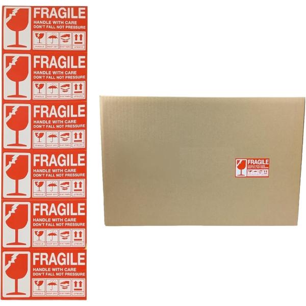 バリエーションコード : 2BU45X5PX3「取扱注意シールで破損防止」 「取扱注意」や「Fragile」の明記で、配送中の取り扱いを丁寧に促します。大切な荷物を守り、クレームや破損リスクを軽減できます。「壊れ物用荷札シールの汎用性」 宅...