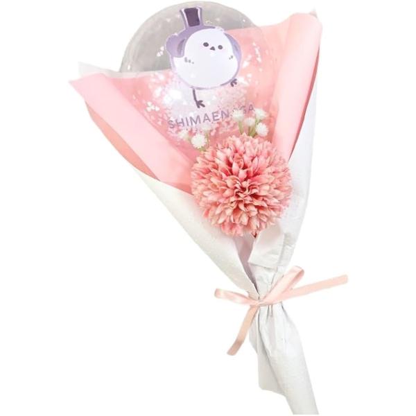 バリエーションコード : 2BU49HQQYI［Candy Flower March］シマエナガとお花のバルーンブーケ（25x15cm）/Pink Purple Blue/誕生日・発表会・卒業・入学メッセージバルーンはBirthday/th...