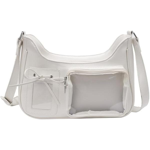 バリエーションコード : 2BU4ORYL6L2つのクリアポケットと華奢リボンデザインで「推しを可愛く魅せたい」を叶える痛バッグライブ・現場にぴったり。コンパクトなのに長財布、スマホ、コスメも入る収納力。調節可能ストラップで肩掛け、斜め掛け...