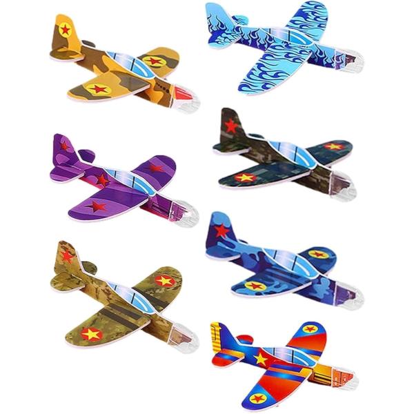 サイズ：10cmx7cm 10枚セット材質：EVA組み立てカンタン。飛ばして楽しい。当たっても痛くない。柔らかいEVA素材を使用した手投げ飛行機は、小さなお子さまにも安心して遊んでいただけます。10種類のデザインがランダムで入っており、色と...