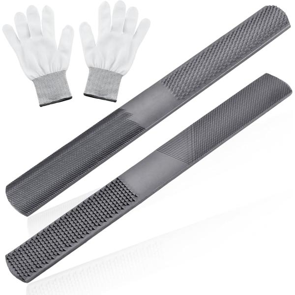 「セット内容」2本 4ウェイ木工用やすり、保護手袋が付属しており、使用時に手袋を着用することで、木片や粉塵から効果的に手を保護することができます。「材質」炭素鋼で作られ、高温で焼入れ、高硬度、良好な耐摩耗性、長寿命、長い時間の使用後であって...