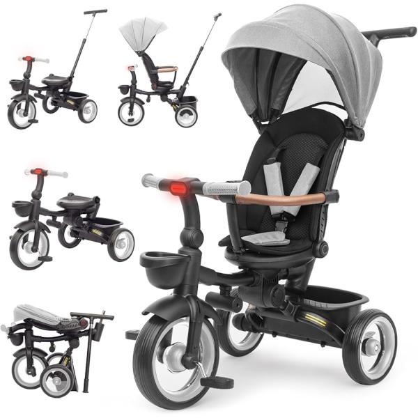 バリエーションコード : 2B2U19CW39「7in1子供用三輪車」対象年齢：6か月〜5歳 製品重量：9.3kg 耐荷重：22kg 製品材質：鋼/PP/ABS/PU ＊多機能三輪車は6つのモードがあります。1.ベビーカー（横になれる） 2...