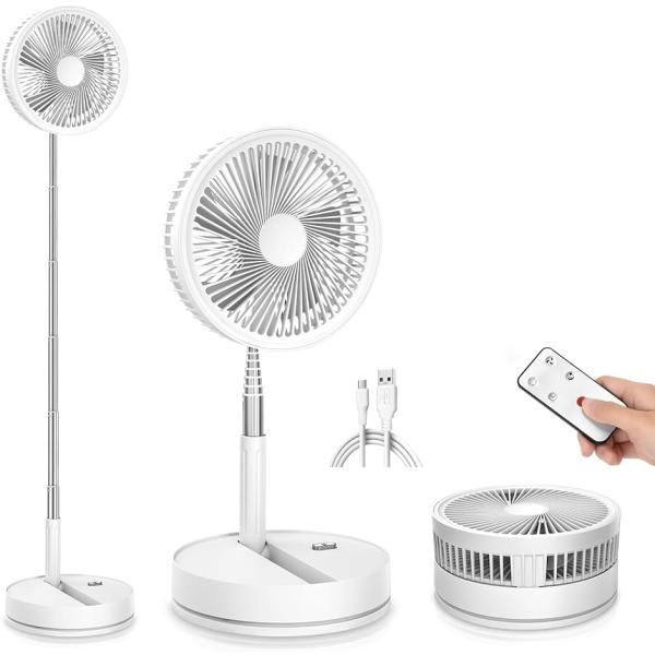 バリエーションコード : 2BUJUN0LH2「多機能折りたたみ扇風機」23cmポータブル折りたたみ扇風機：ユニークな折りたたみデザイン、持ち運びに便利な小型サイズ、直径23インチ、高さ調節可能（折りたたみ時10.5cm、最大伸長時105c...