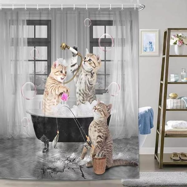 バリエーションコード : 2BUYG9KY9P「かわいい猫柄デザイン」 キュートなネコちゃんをモチーフとしたおしゃれでかわいいシャワーカーテン(バスカーテン)。様々なデザイン柄でお風呂を華やかに演出、楽しいバスタイムをお届けします。「撥水・...