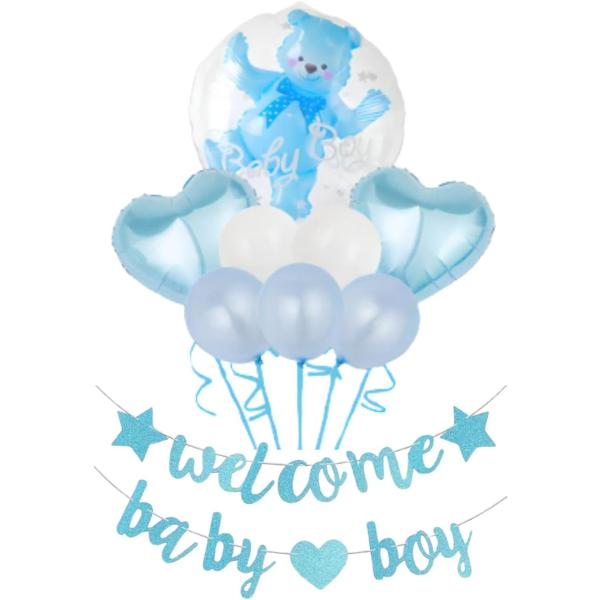 バリエーションコード : 2BU8RCVD4Y「特別なイベントに最適」赤ちゃんの誕生を祝うパーティーの会場装飾に。? カラフルなバナーやポンポン、風船が揃っており、会場を華やかに彩ります。?「性別に合わせた選択肢」男の子用（ブルー）と女の子...