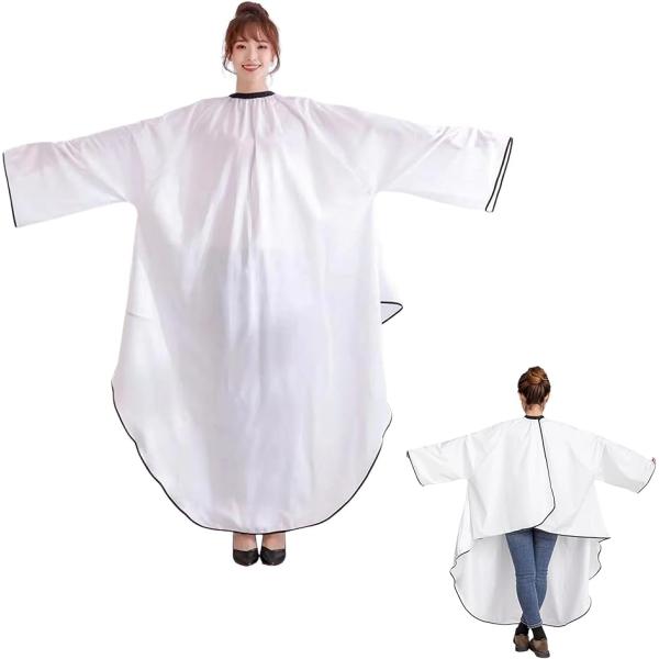バリエーションコード : 2BU1HR9FJ3「全身カバーで安心」 首元は伸縮素材を使用し、家族全員が快適に使用できます。背中が長めのデザインで、大人が椅子に座ってもお尻までしっかりと覆い、髪の毛が衣服に落ちるのを効果的に防ぎます。大きめの...