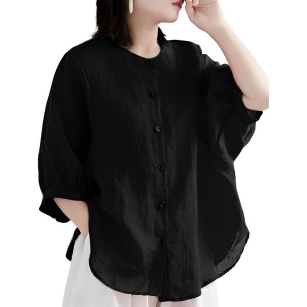 バリエーションコード : 2BU81QQJNLどんなボトムスにも合わせやすいシンプルなデザインのブラウス。大人のカジュアルスタイルx首元のバンドカラーですっきりとした印象に。チノパンツやデニム、イージーパンツなどを合わせたカジュアルコーデが...