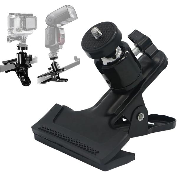 「どこにでも設置可能な強力クリップ式」 強力なバネと密着ゴムラバーを搭載。三脚が使えない場所でも、机やポール、棚などに簡単・確実に設置できます。「360度自由回転＆角度調整」 ボール雲台仕様で、カメラ・スマホ・ライトなどを自由な角度で固定。...