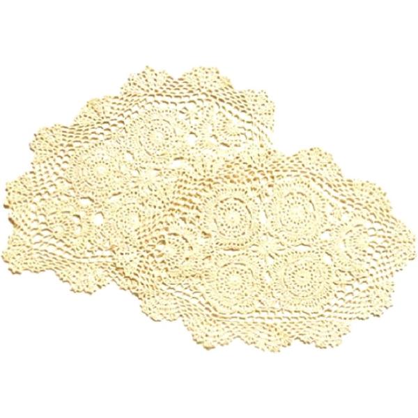 バリエーションコード : 2B945ORHYWレースクロス ２枚の販売です。サイズ：30cmx45cm 楕円形　重量：47g材質：綿 色：ベージュ＊環境の違いで、色の見え方に若干差が生じる場合がございます。＊製造、輸送の過程で、大きさ、形に...