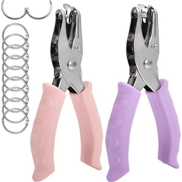 「セット内容」1/8インチと1/4インチ（3mmと6mm）の穴が開いた丸穴あけパンチ2個。直径25mmのバインダーリング10個。「ご注意」一度に最大8枚の普通紙をパンチできます。「材質」この小型穴あけパンチは、耐摩耗性と耐圧縮性に優れた高品...
