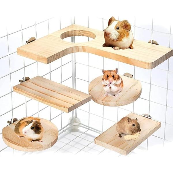 「自由にレイアウト可能」5点セットのハムスターステージで、飼育ケージ内を自由にカスタマイできます。登ったりジャンプしたり、運動不足解消にも役立ちます。「天然木素材で自然な仕上がり」木の質感を活かした天然素材を使用です。表面は滑らかに加工され...