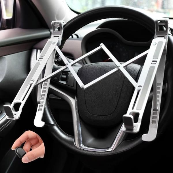 「車内で快適に作業できるハンドルマウント式」 車のハンドルに引っかけるだけで設置できるノートパソコンスタンド。車内でのテレワークや書類作業、メール対応などが効率的かつ快適に行えます。「工具不要。広げて引っかけるだけの簡単設置」 難しい手順や...