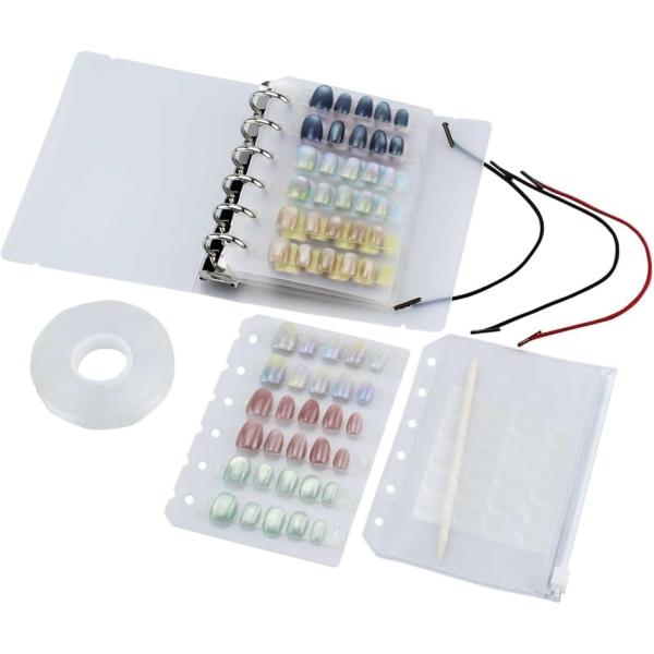 ネイルチップの収納に便利なバインダーです。ミニタイプだから軽くて小さくバッグにも入れやすい。必要なネイルチップを気軽に持ち運べます。ネイルチップのホコリやキズを防止する機能性も兼ね備えています。最大12セット収納可能。こちらの写真のように、...