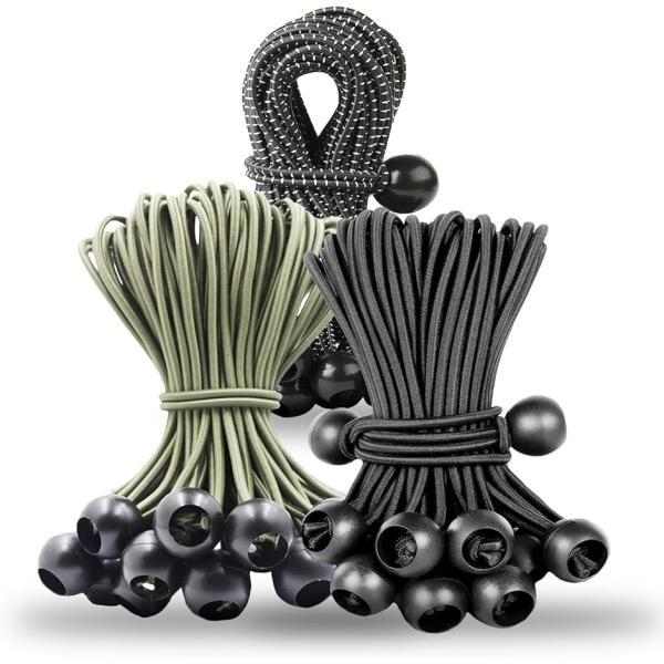 バリエーションコード : 2B9FVRHIQT「種類」20cm＝ブラック、30cm＝ブラックxホワイト、40cm＝アーミーグリーンの混合セットです。サイズごとに色が違うのでまとめて収納していても必要なサイズを瞬時に取り出せます。「極太6mm...