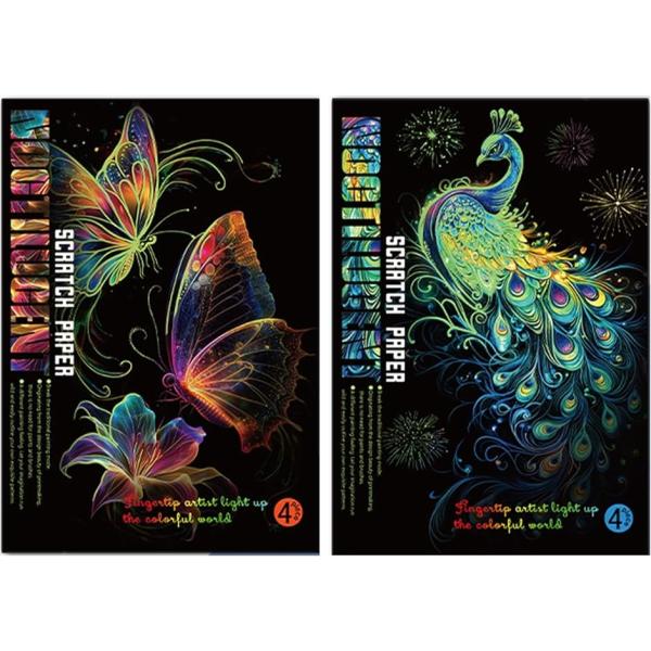 バリエーションコード : 2BUCF4DP0J「セット内容」：「多彩なデザイン」スクラッチアート8枚セットにスクラッチペンが付属。クジラと蝶セット/バタフラと孔雀セットのデザインが各4枚ずつ含まれ、選ぶ楽しさがあります。「高品質素材」：「安...