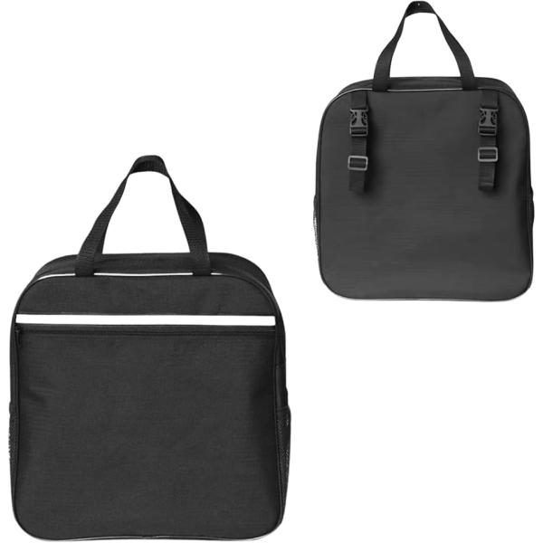 車椅子の背面に取り付けられる大容量バッグで、A4サイズの書類や衣類、小物までしっかり収納できます。バックルタイプで取り付け・取り外しが簡単、ストラップで長さ調整も自在です。サイドポケット付きでペットボトルなど小物も出し入れ簡単。反射テープ付...