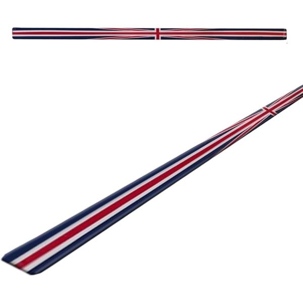 イギリス国旗デザインのカーステッカー 細いながらユニオンジャックが洒落てます。3D仕上げで立体感があるデザインです。傷防止にもなります。ポリウレタン樹脂製で耐久性は優れております。１枚入り　サイドミラー・ダッシュボード・バイクなど様々なシー...