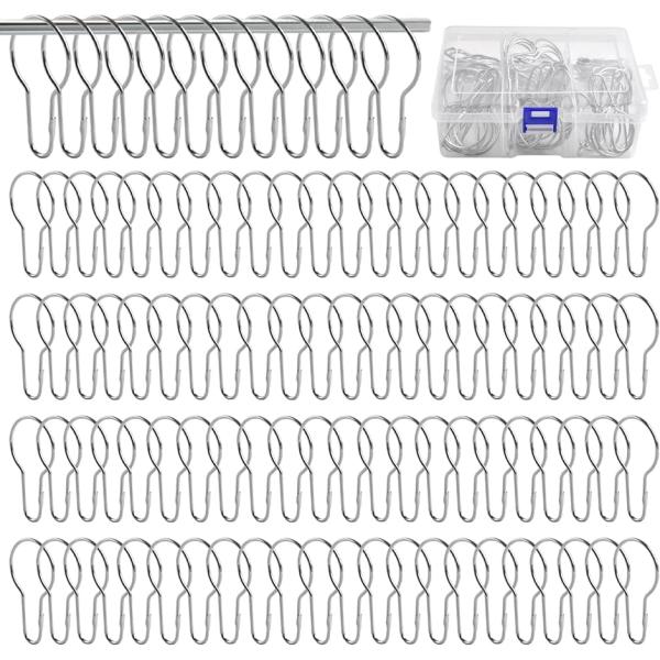 「内容物」ひょうたん型カーテンフック100個（サイズ：68x38mm）。各フックは収納ボックスに収納されており、使いやすく整理整頓が可能です。「材質」亜鉛メッキ鋼板製で頑丈、変形や退色に強く、長期間の使用に耐えます。過酷な湿潤環境下でも錆び...