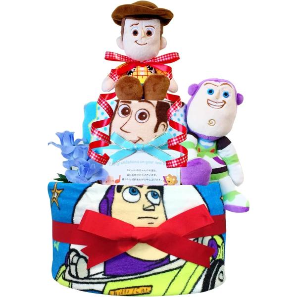 バリエーションコード : 2BUDVRO2FLおもちゃの世界を舞台にした人気アニメ作品をイメージしたおむつケーキは、冒険心あふれる明るいデザインで、男の子への出産祝いとして多くの方に選ばれています。特別な日をもっと楽しく演出してくれる、そん...