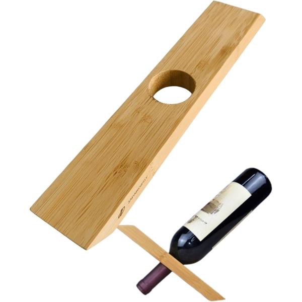 デザイン性：バランスを活かした斬新なデザインで、インテリアとしても魅力的なワインボトルホルダー素材：耐久性の高い竹素材を使用し、安定感のある構造を実現収納方法：ボトルを斜めに保持することで、コルクを適切な湿度に保つことが可能設置場所：テーブ...