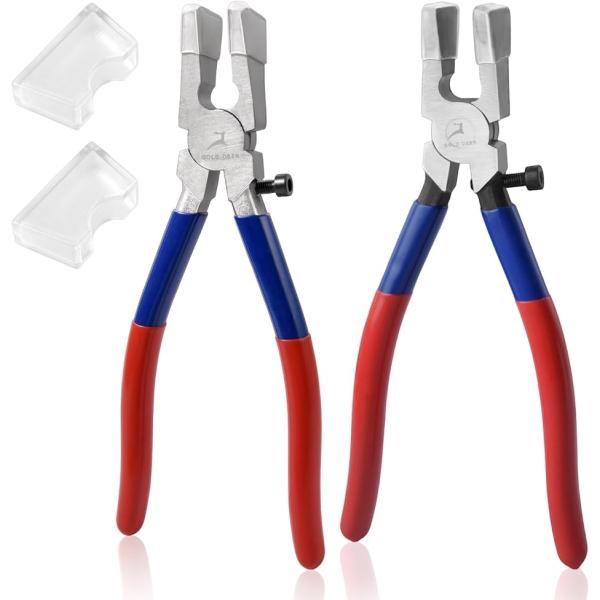 「組み合わせの詳細 あなたは、ガラス平鼻ペンチx 1、ガラス曲がった鼻ペンチx 1、波状のゴムスリーブx 1を取得し、ペンチの2つの異なる形状は、より良いあなたを助けることができます。「デザイン： 平らな顎のガラスプライヤーは、切断線に沿っ...