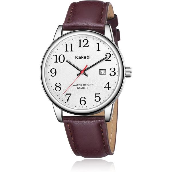 バリエーションコード : 2BUG5OOVJS「見やすい 腕時計」：24時間を表す大きな数字とカレンダー窓、三針式時計、簡単に時間を読み取ることができます。定番のデザインと快適さはアウトドア、日常のファッション、服装の組み合わせに適していま...