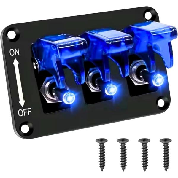 バリエーションコード : 2BUGCT2252「スイッチパネルで車内を自由にカスタマイズ」ミサイルスイッチ3連タイプで、車・RV・トラックのライト類やアクセサリーを手元で操作。アメリカンスタイルのスイッチボックスが理想のカスタムカー空間を実...