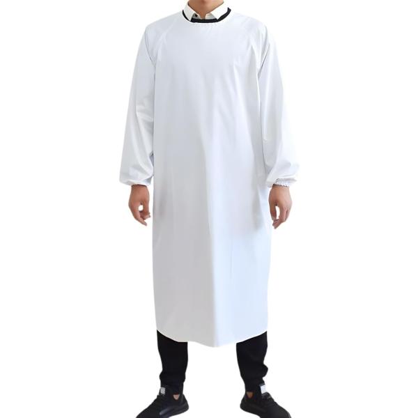 バリエーションコード : 2BUTP6KK3C市場やペットショップ、食品工場、厨房、ガーデニング、イベント、学校行事など――水や汚れを伴うさまざまな現場で活躍。 長袖タイプだから腕までしっかりガード。袖口はゴム仕様で水や汚れの侵入を防ぎ、作...