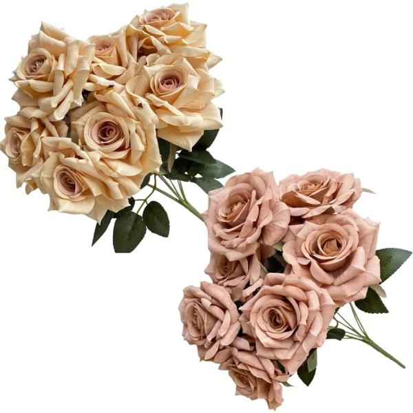 バリエーションコード : 2BUHCSP3JF繊細なくすみカラーが魅力のバラ造花セット：リアルな質感と柔らかな色味で、空間に上品な彩りを添えます。ナチュラルにもエレガントにも調和し、季節を問わず一年中楽しめます。母の日や敬老の日、結婚記念日...