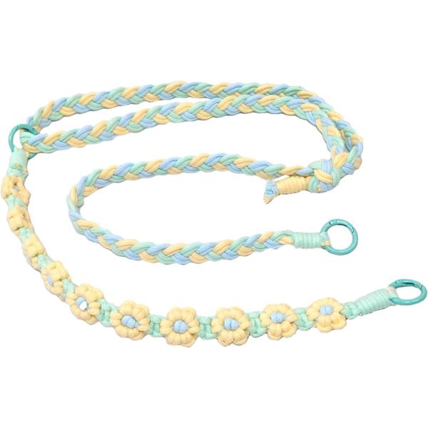 バリエーションコード : 2B9QL16OXFスマホホルダーやサコッシュ、クロスバッグ、ショルダーバッグに付けられる替えストラップ。コットンのスピンドルコードをさまざまな技法で編み込んだナチュラルでキュートなデザインです。花モチーフ部分と三...