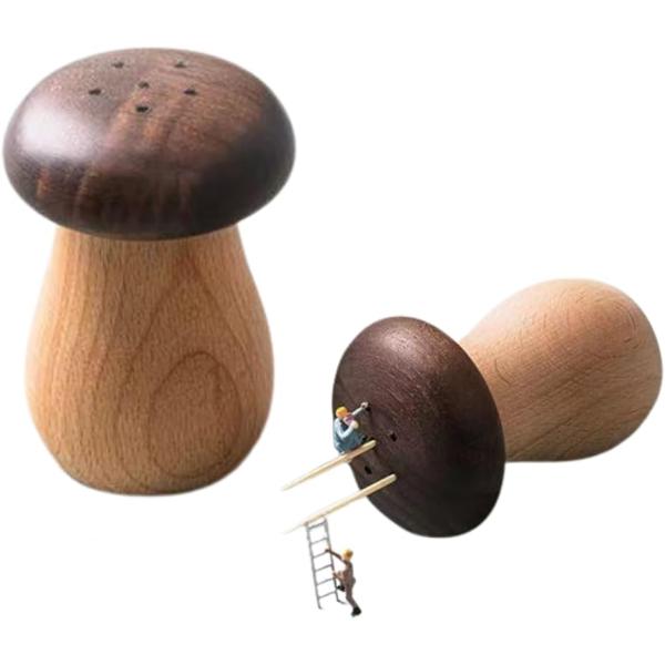 「天然木の風合い」ナチュラルでやさしい木目が特徴。どんなインテリアにも溶け込みやすいデザインです。「愛らしいきのこ型」丸みのあるかわいらしいきのこ型が特徴。見た目のかわいさと機能性を兼ね備えています。「使いやすさ重視」フタを開けるだけで爪楊...