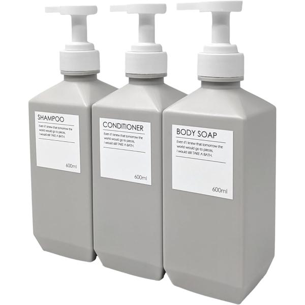 「バスルームの生活感を“隠す”、美しいディスペンサーボトル3本セット」毎日使う場所だからこそ、見た目にもこだわりたい。この詰め替え用ディスペンサーボトルは、シンプルなフォルムと落ち着いたマットな仕上がりで統一感のある素敵な印象になるのでオス...