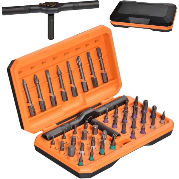 42 in 1 磁気ドライバー セット: ラチェット ドライバーには、8 つの長いビットと 32 の短いビットが付属しており、すばやく識別できるように色分けされたリング デザインが特徴です。収納ボックスが付属しており、コンパクトで持ち運び可...